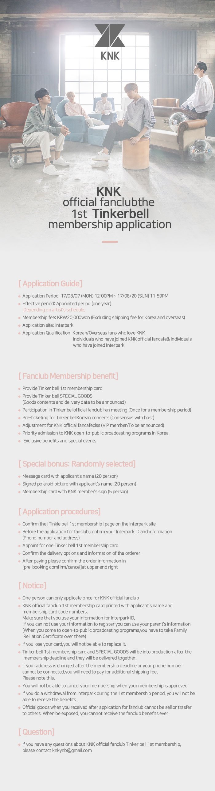 KNK OFFICIAL FANCLUB 'Tinker Bell' 1st Recruitment - Global | NOL World (interpark global)