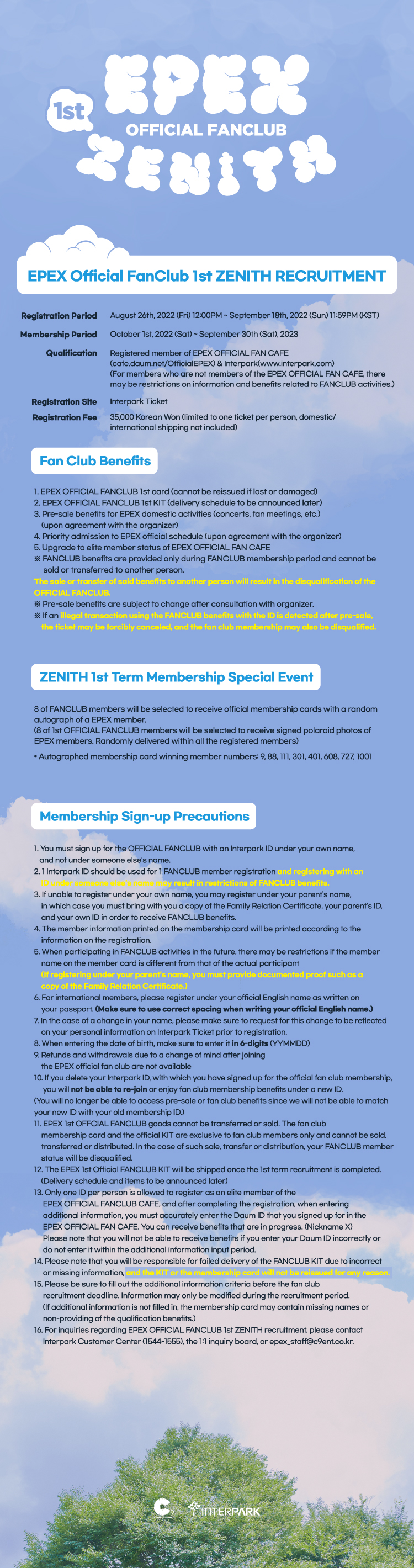 EPEX(이펙스) 공식 팬클럽 ZENITH(제니스) 1기 모집